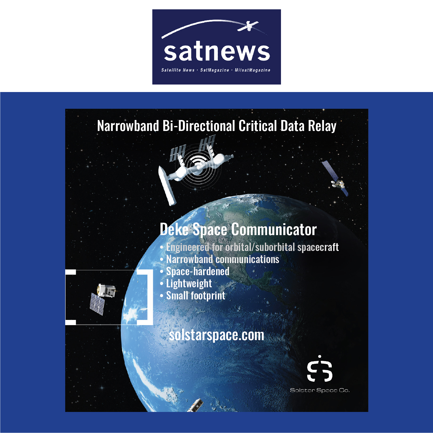 SatNews Solstar Space Daily Deke FCC Release LI FB IG-01 | Solstar Space Co